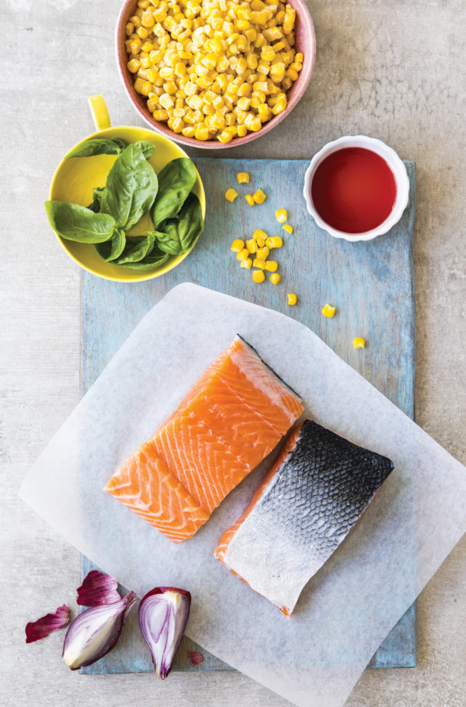 Fresh, Heart-healthy Seared Salmon with Roasted Corn Salsa