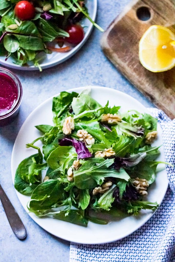 5-Minute Beet Vinaigrette - a hearty but healthy dressing for your salad.