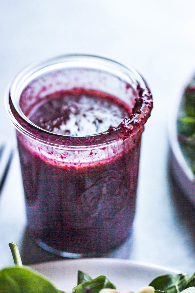 5-Minute Beet Vinaigrette - a hearty but healthy dressing for your salad.