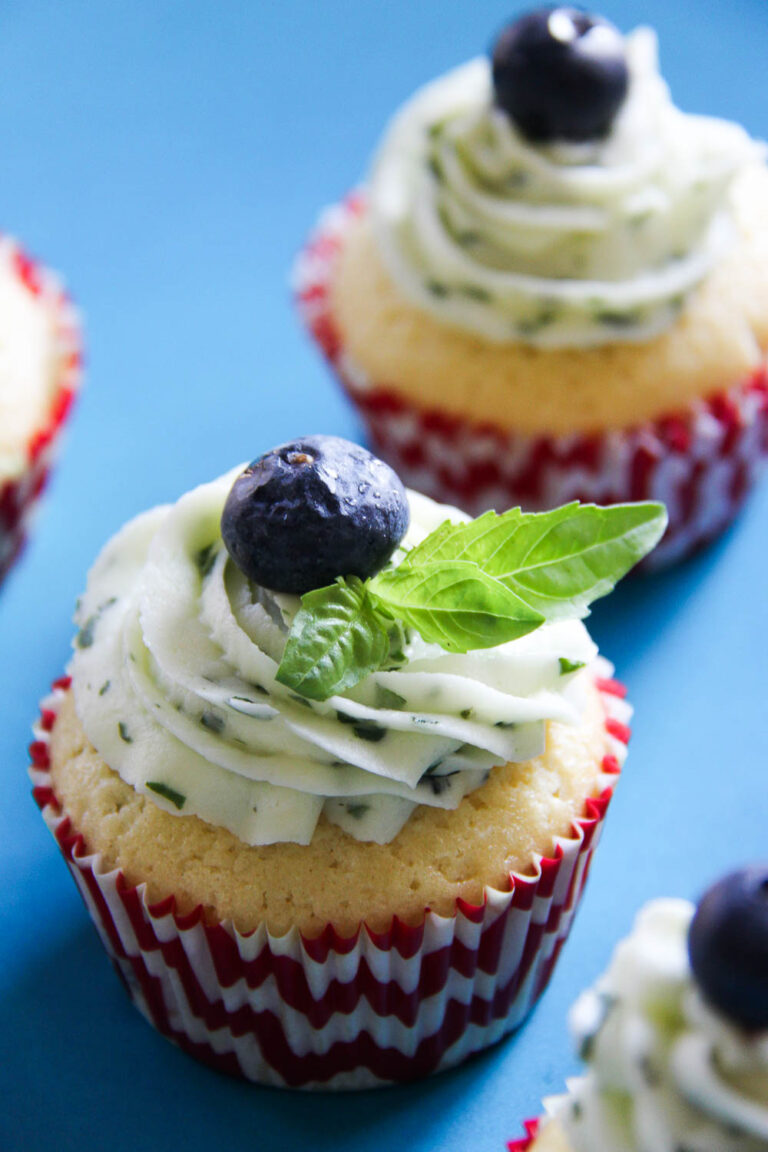 Lemon Blueberry Basil Cupcakes