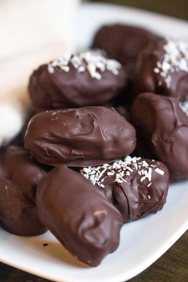 Dark Chocolate Covered Almond Stuffed Dates are a real treat!