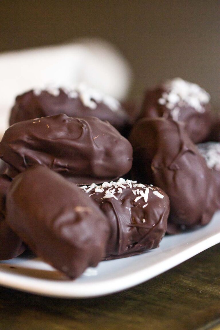 Dark Chocolate Covered Almond Stuffed Dates are a real treat!
