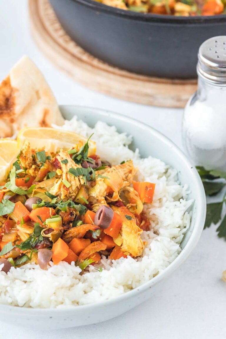 Hearty flavors come together in this Moroccan shredded chicken
