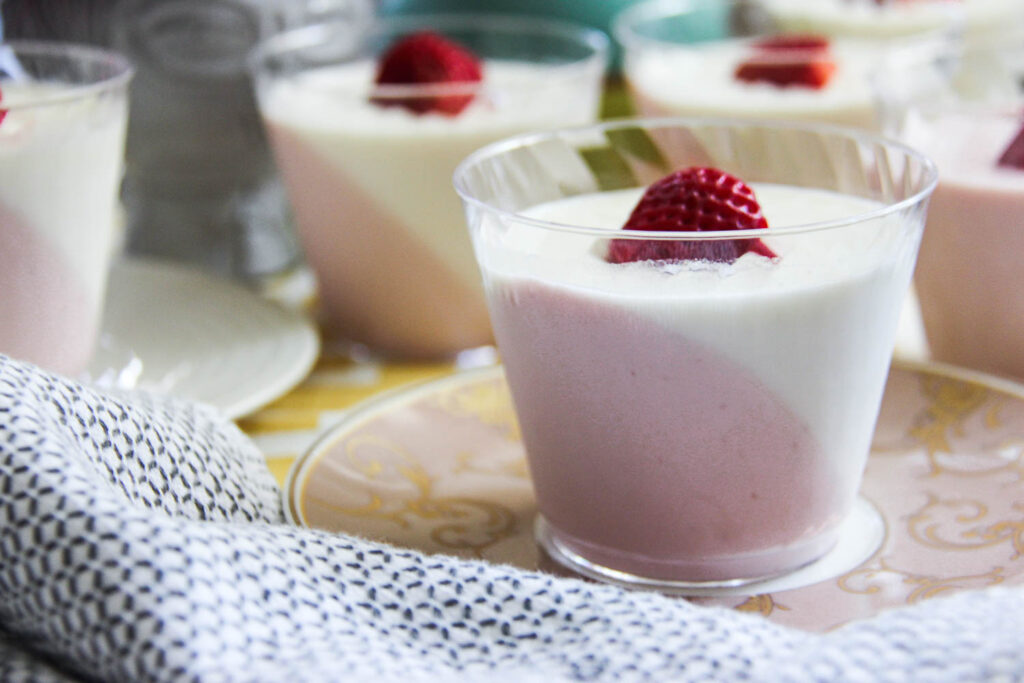 Easy to make strawberry lychee panna cotta