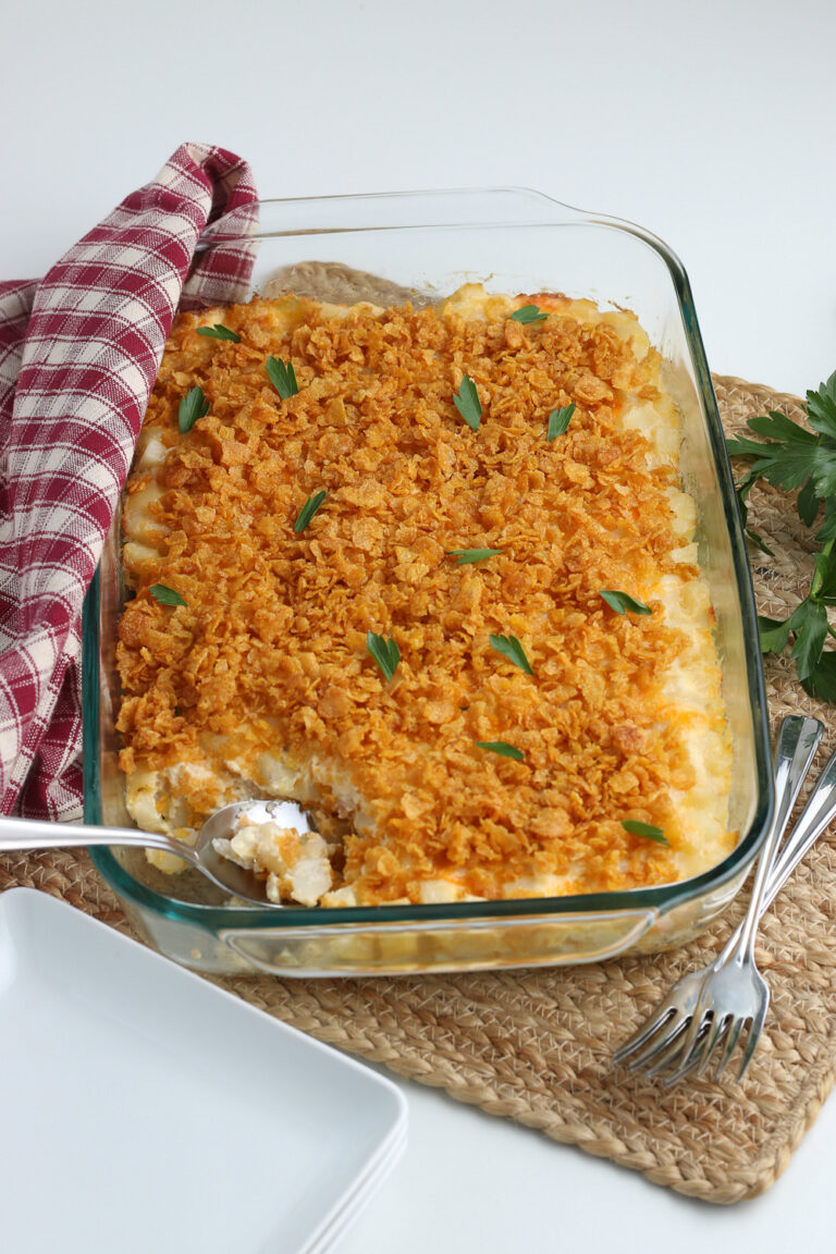 Easy Cheesy Potato Casserole that is perfect for weeknight dinner