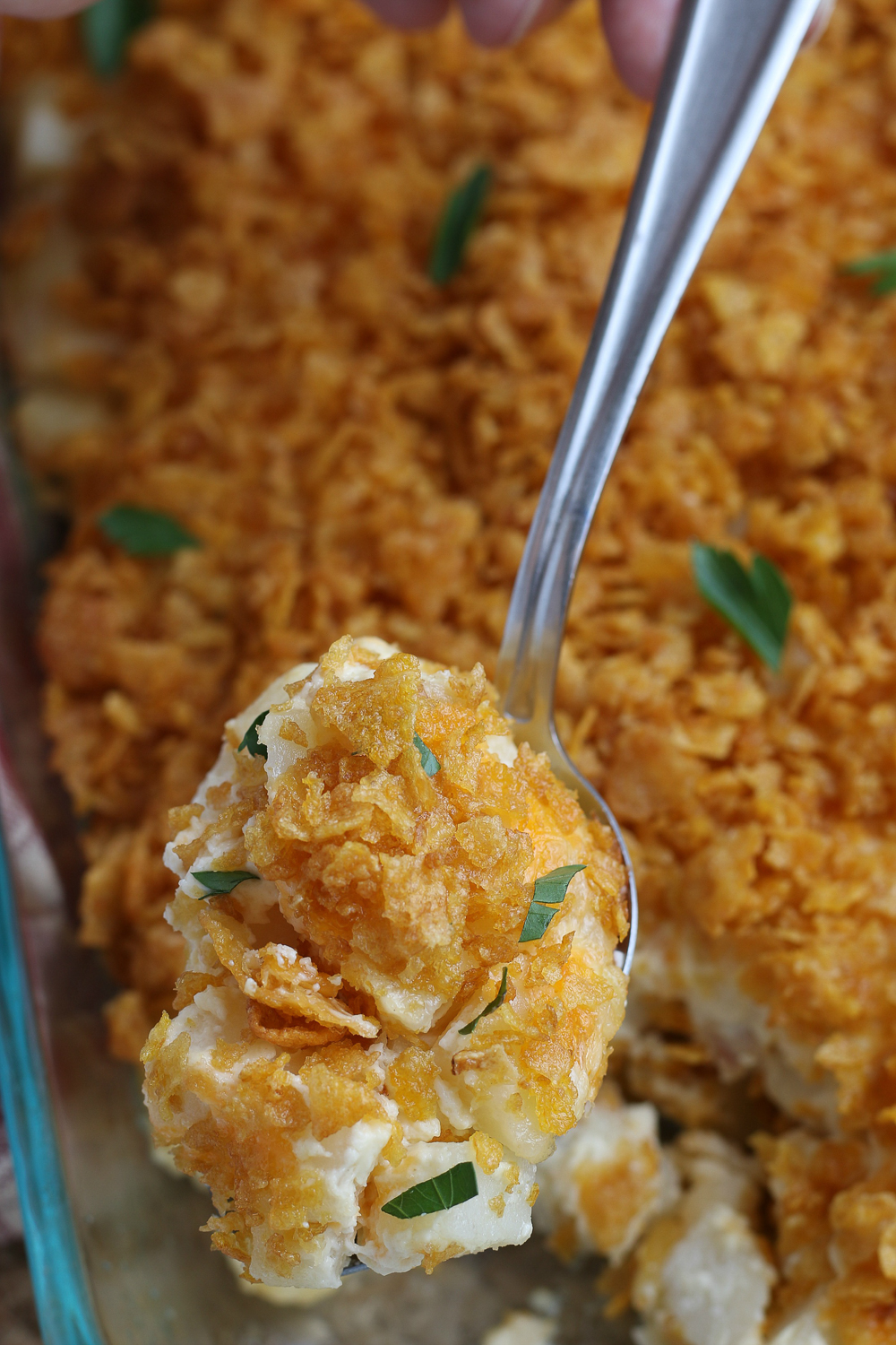 Easy Cheesy Potato Casserole that is perfect for weeknight dinner